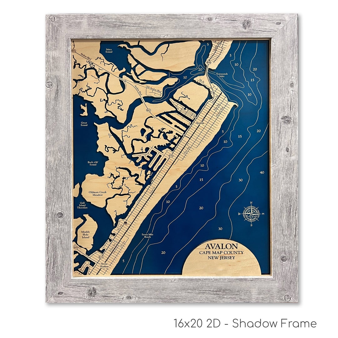 Avalon New Jersey Map, Custom Island Sign, New Jersey Map, Beach Map ...