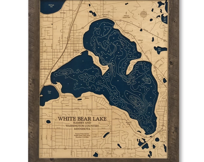 White Bear Lake Map Print, White Bear Lake Map Poster Wall Art, Mn City ...