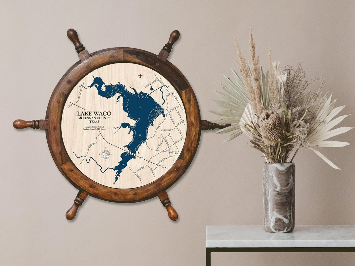 Lake Waco Map, Waco Map, Wood Lake Map, Custom Lake Map, Custom Lake ...