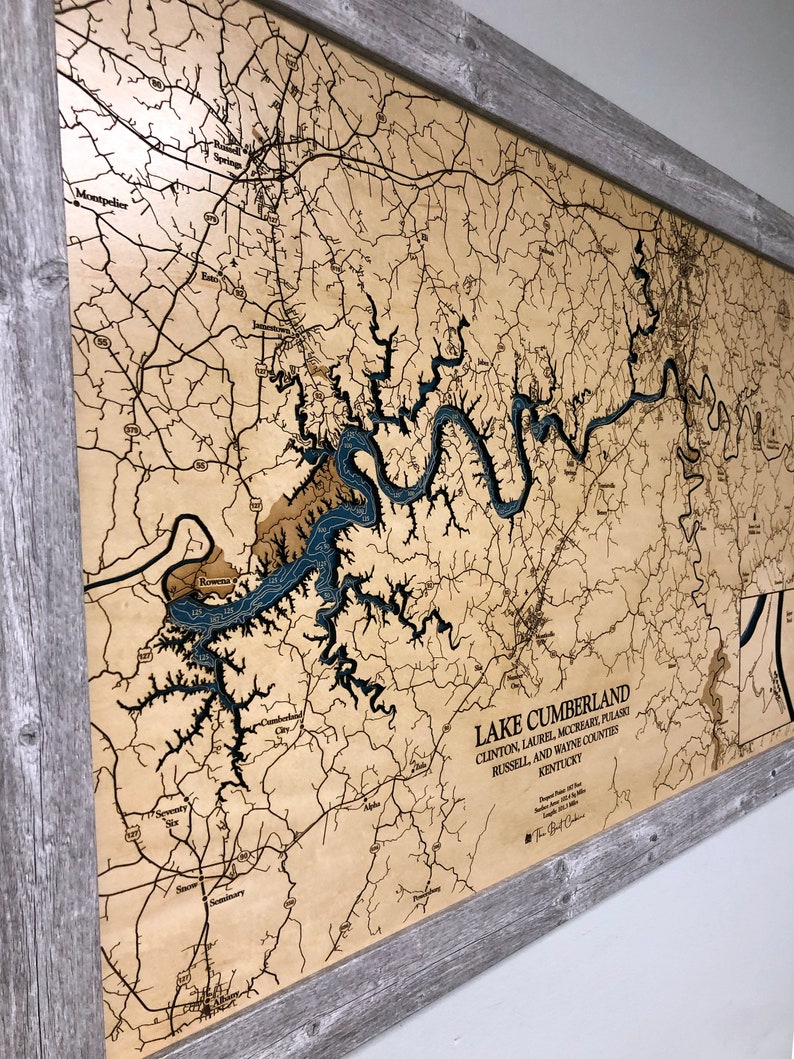 Lake Cumberland Custom Wood Map 3D Wall Art Contour Map | Etsy