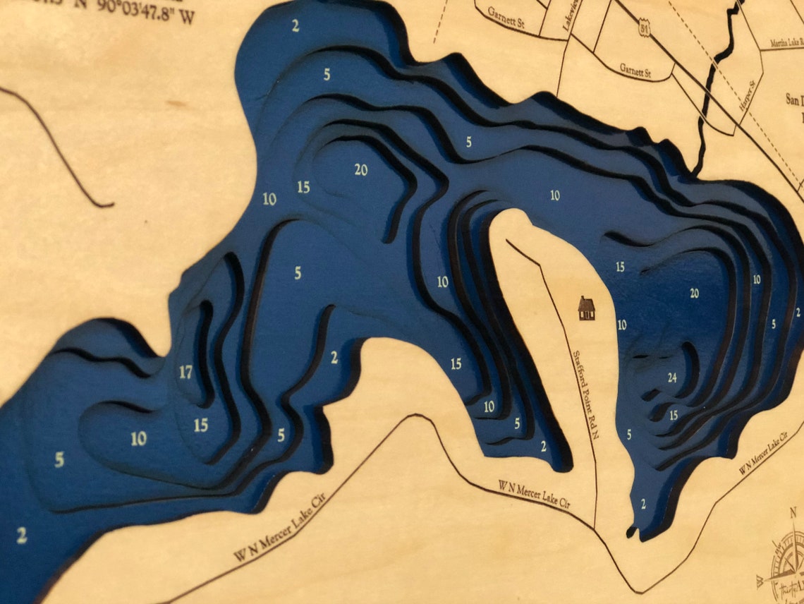 Mercer Lake Map Lake Sign 3D Wood Map 3D Lake Map Wood - Etsy