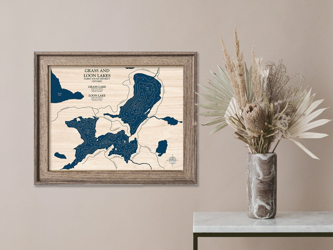 Loon Lake Map, Grass Lake Map, Custom Lake Map, Wood Lake Map, 3D Wall ...