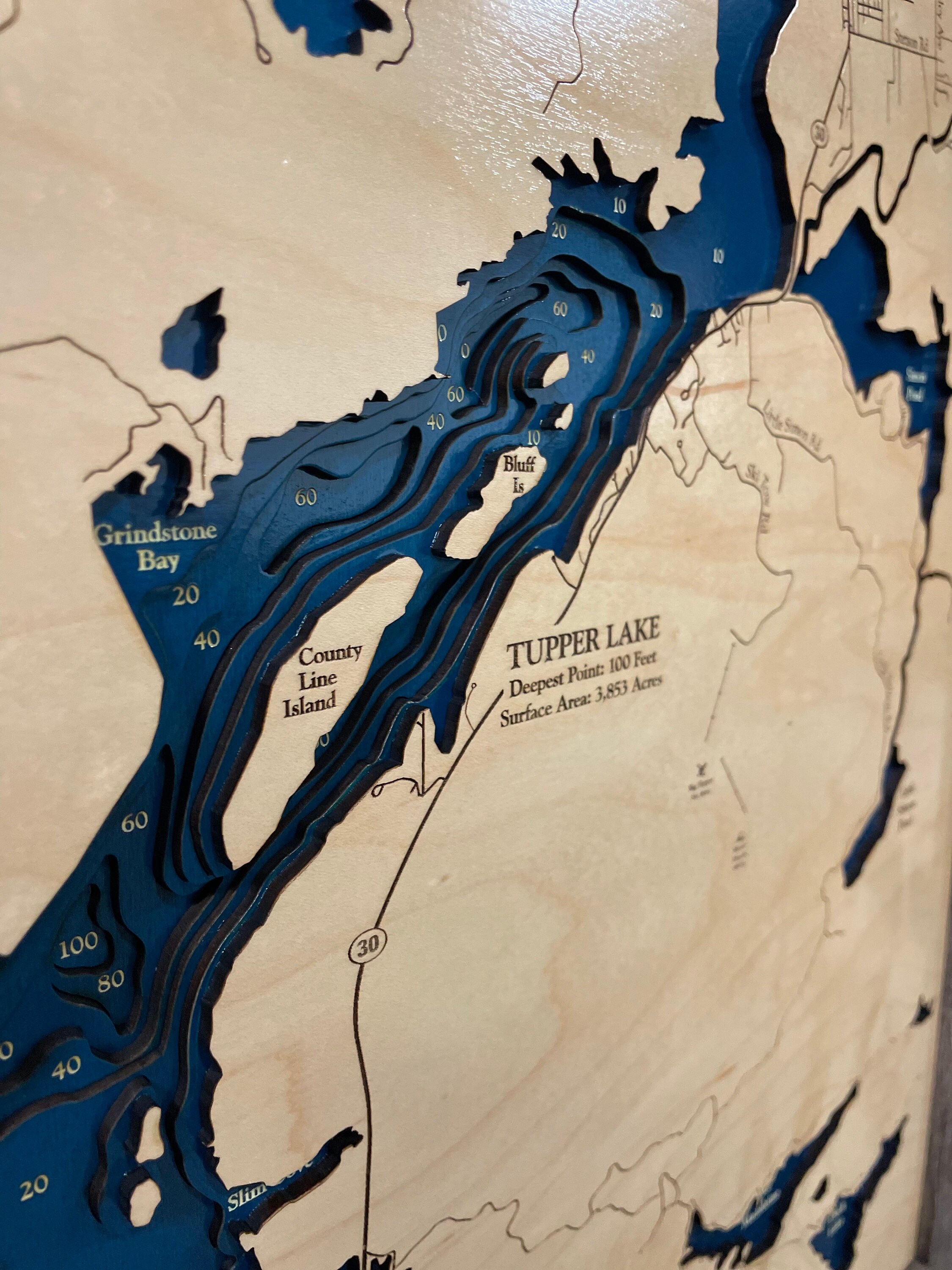Tupper Lake Map Piercefield Flow Map Lake House 3D Lake | Etsy