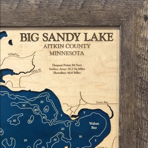Big Sandy Lake Minnesota - Custom Wood Map - Art - 3D Wall Art ...