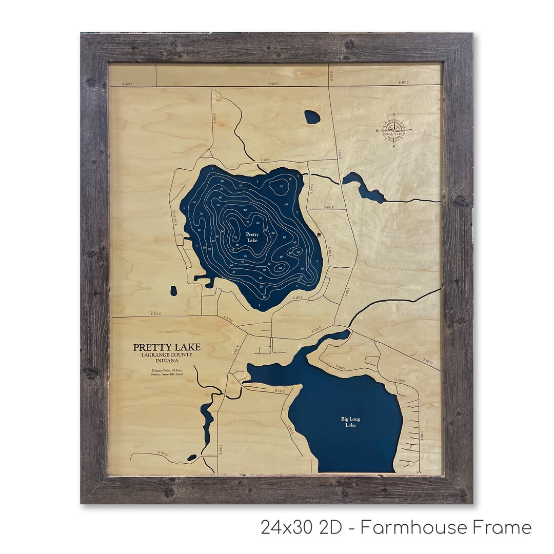 Pretty Lake Map, Custom Wood Map, Custom Lake Art, 3D Art, Contour Map ...