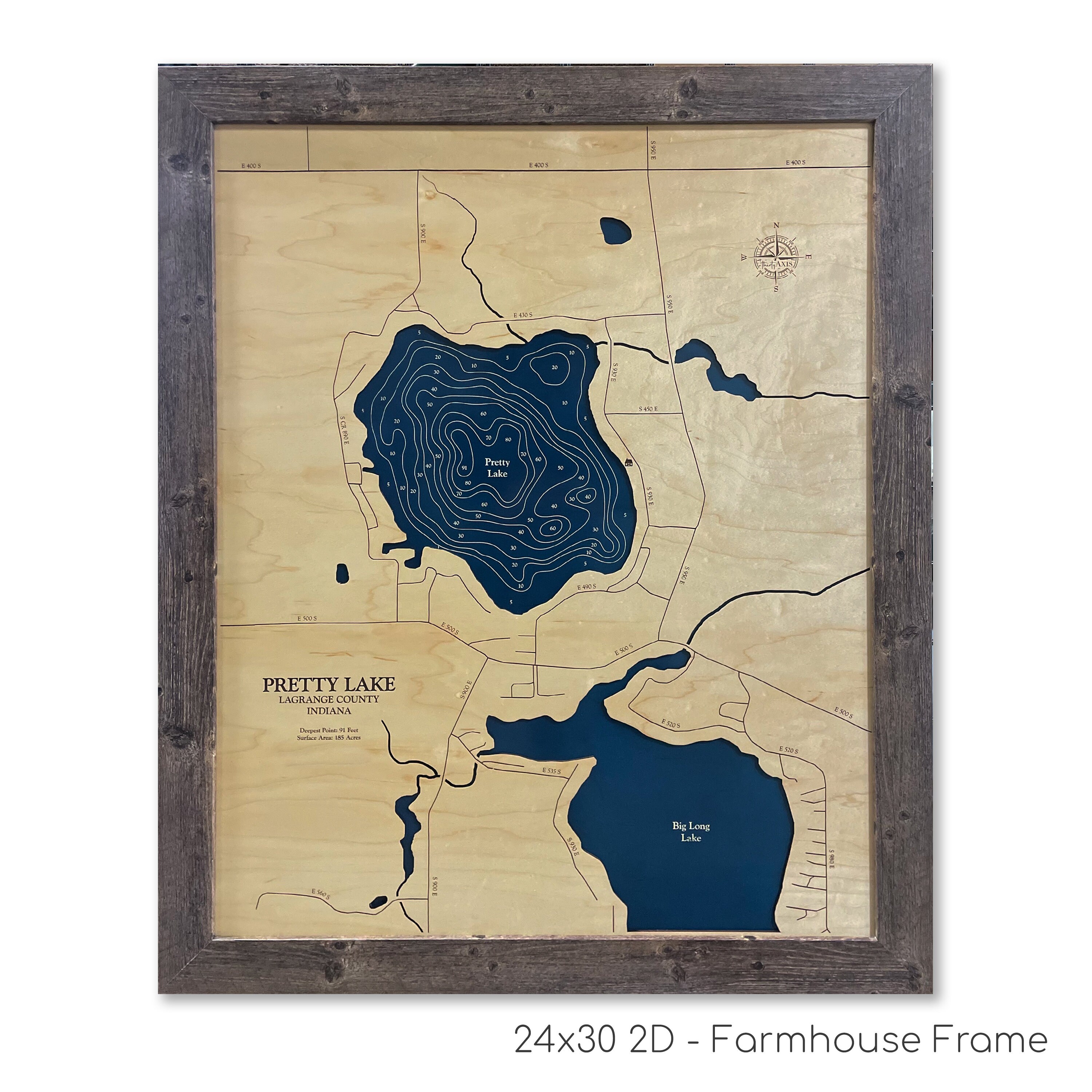 Pretty Lake Map Custom Wood Map Custom Lake Art 3D Art - Etsy