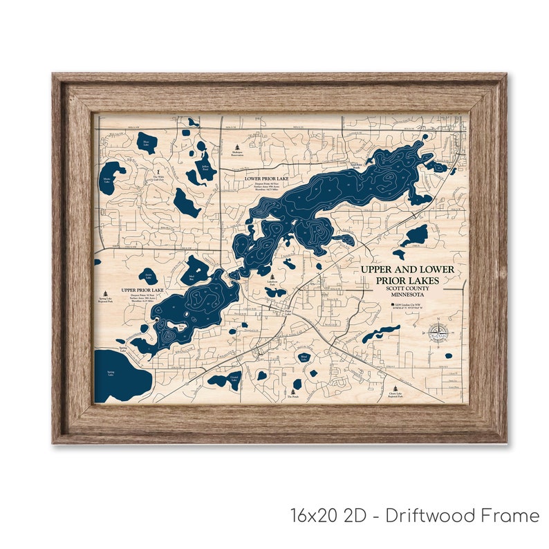 Prior Lakes Map Wood Lake Map Custom Lake Map Custom Lake - Etsy