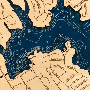 Houston County Lake, Custom Wood Map, 3D Art, Contour Map, Lake House ...