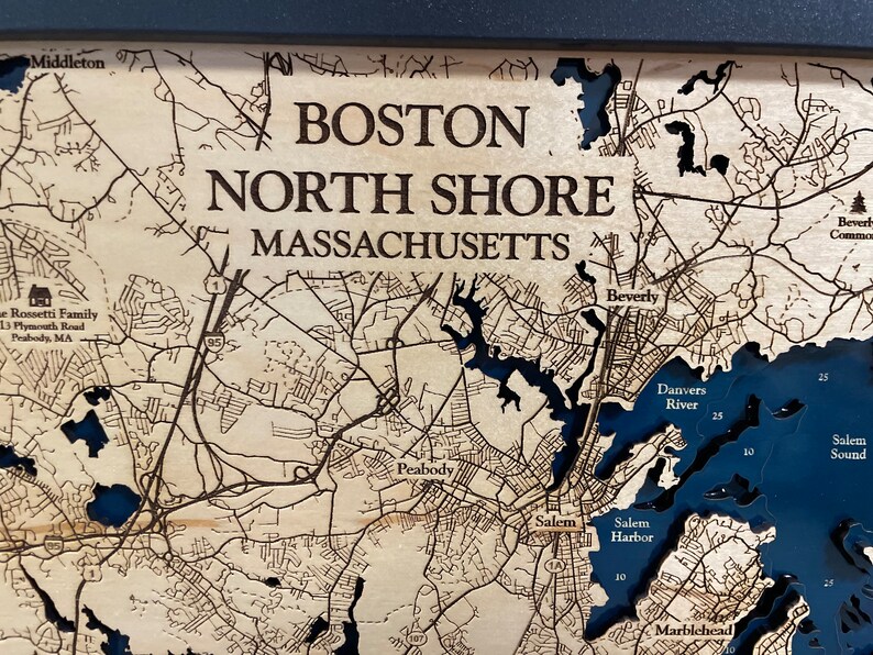 Boston North Shore Map Boston Map Boston Harbor Map North - Etsy