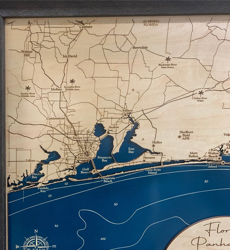 Emerald Coast Map 30A Map Custom Wood Map Wood Sign Beach - Etsy