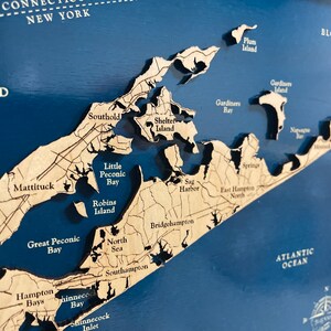 Peconic Bay Map, Long Island Map, Custom Wood Map, 3D Wood Map, Custom ...