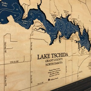 Lake Tschida Map, Lake Art, Custom Wood Map, 3D Wall Art, Contour Map ...