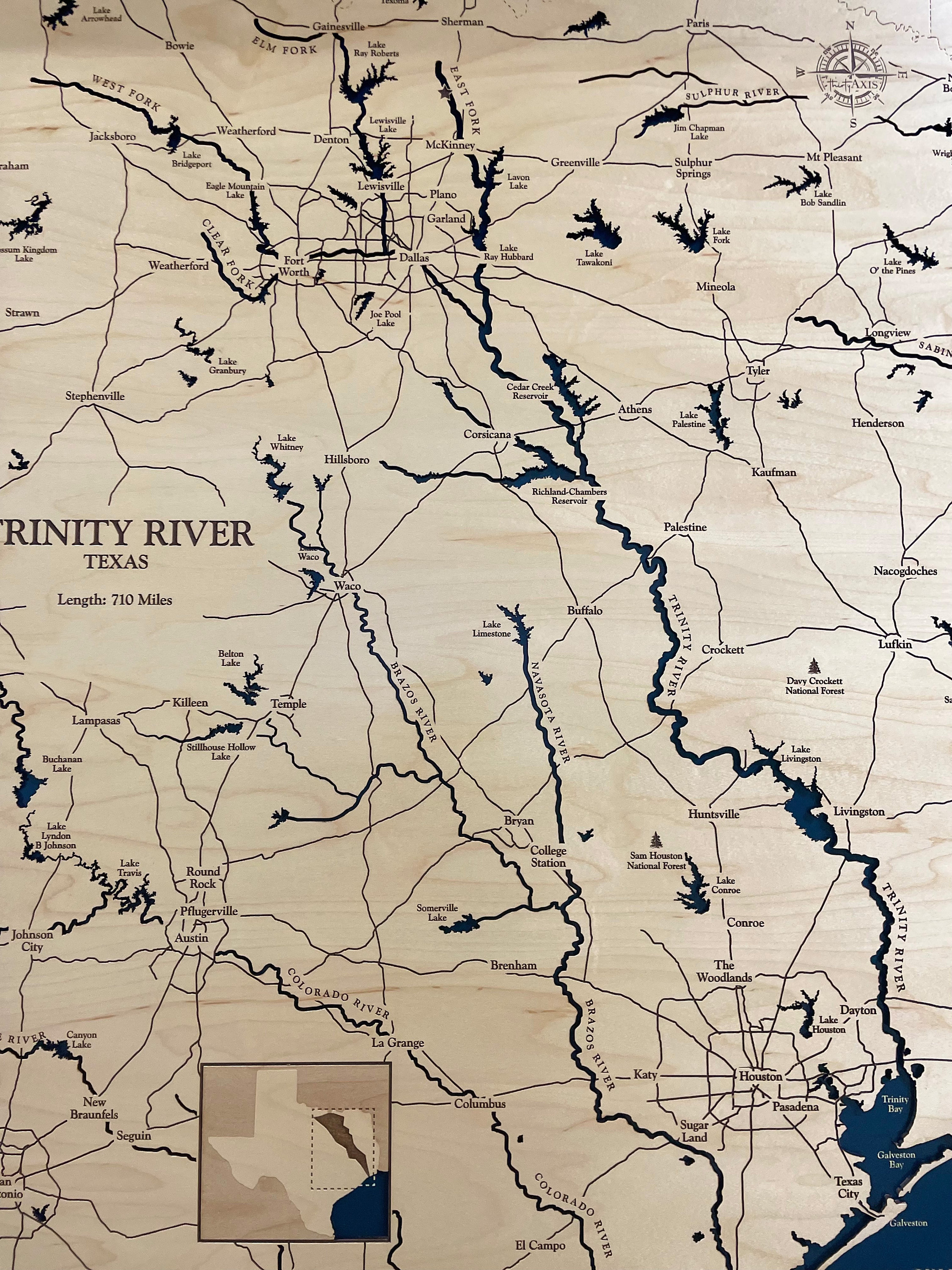 Trinity River Map Texas Map Dallas Map Custom River Map - Etsy Finland