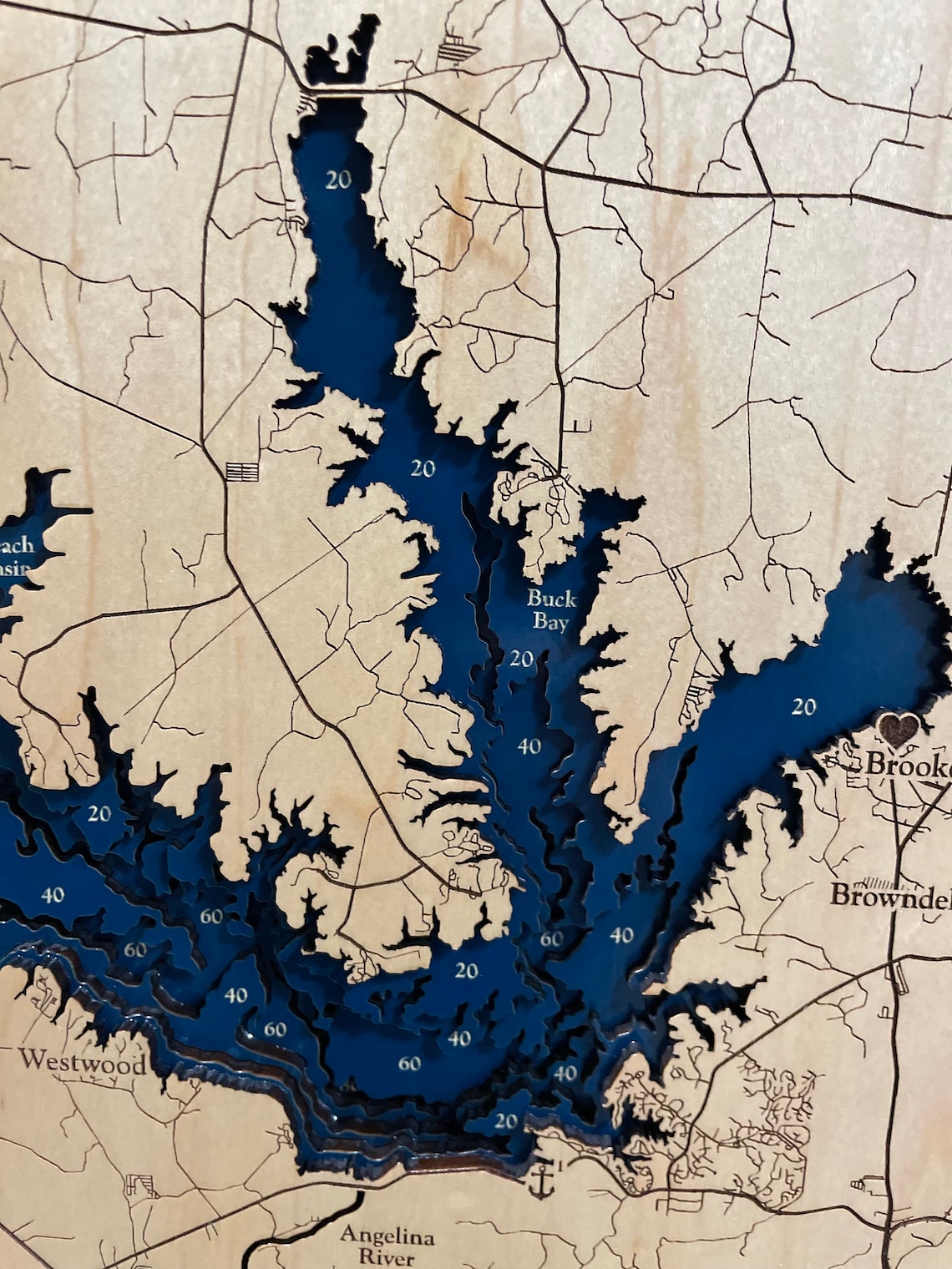Sam Rayburn Reservoir Map Sam Rayburn Map Custom Lake Art | Etsy