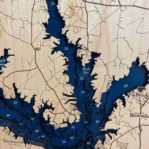 Sam Rayburn Reservoir Map, Sam Rayburn Map, Custom Lake Art, Contour ...