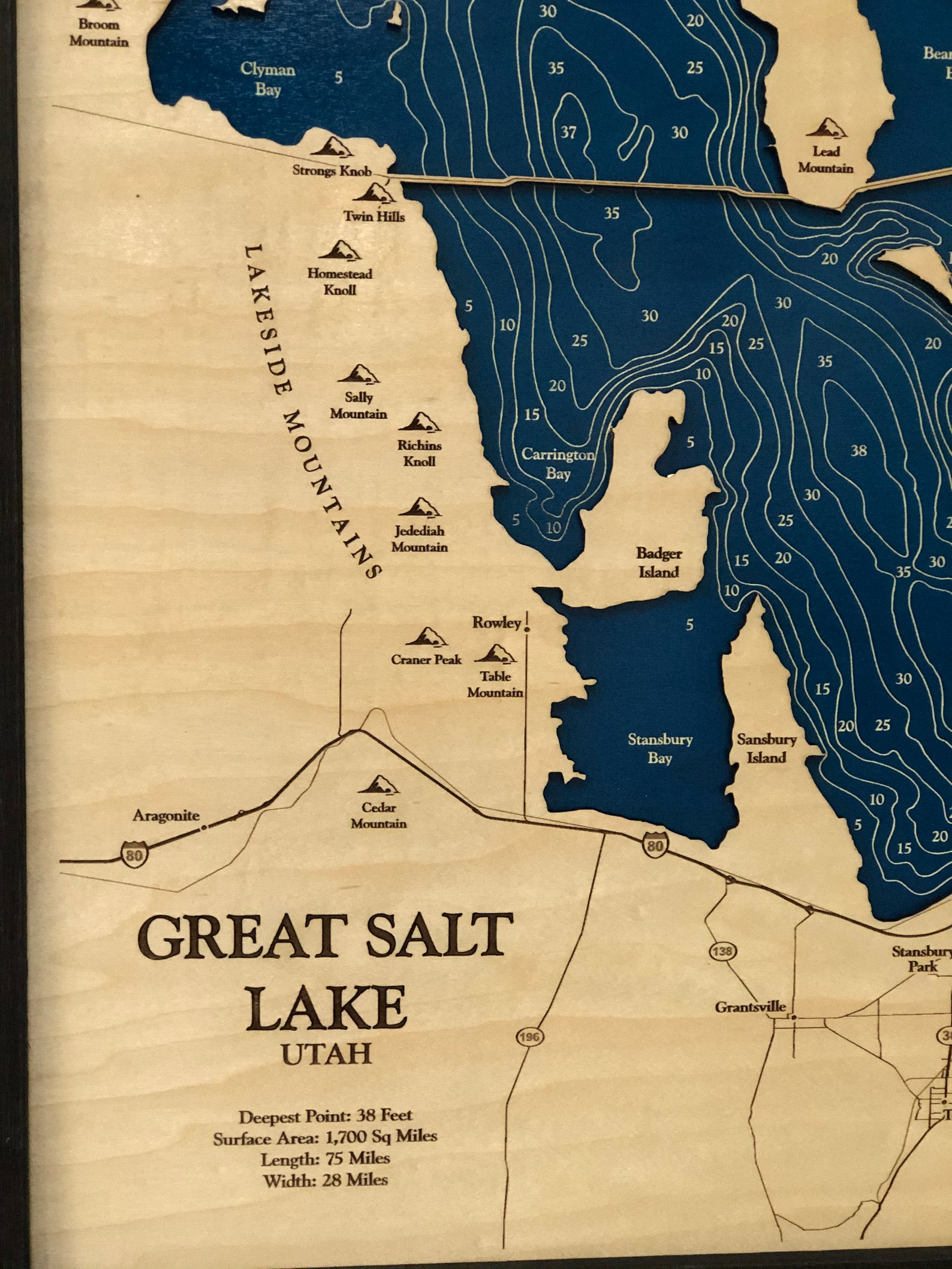 Great Salt Lake Map 3D Lake Map Custom Lake Map Custom Lake Etsy UK