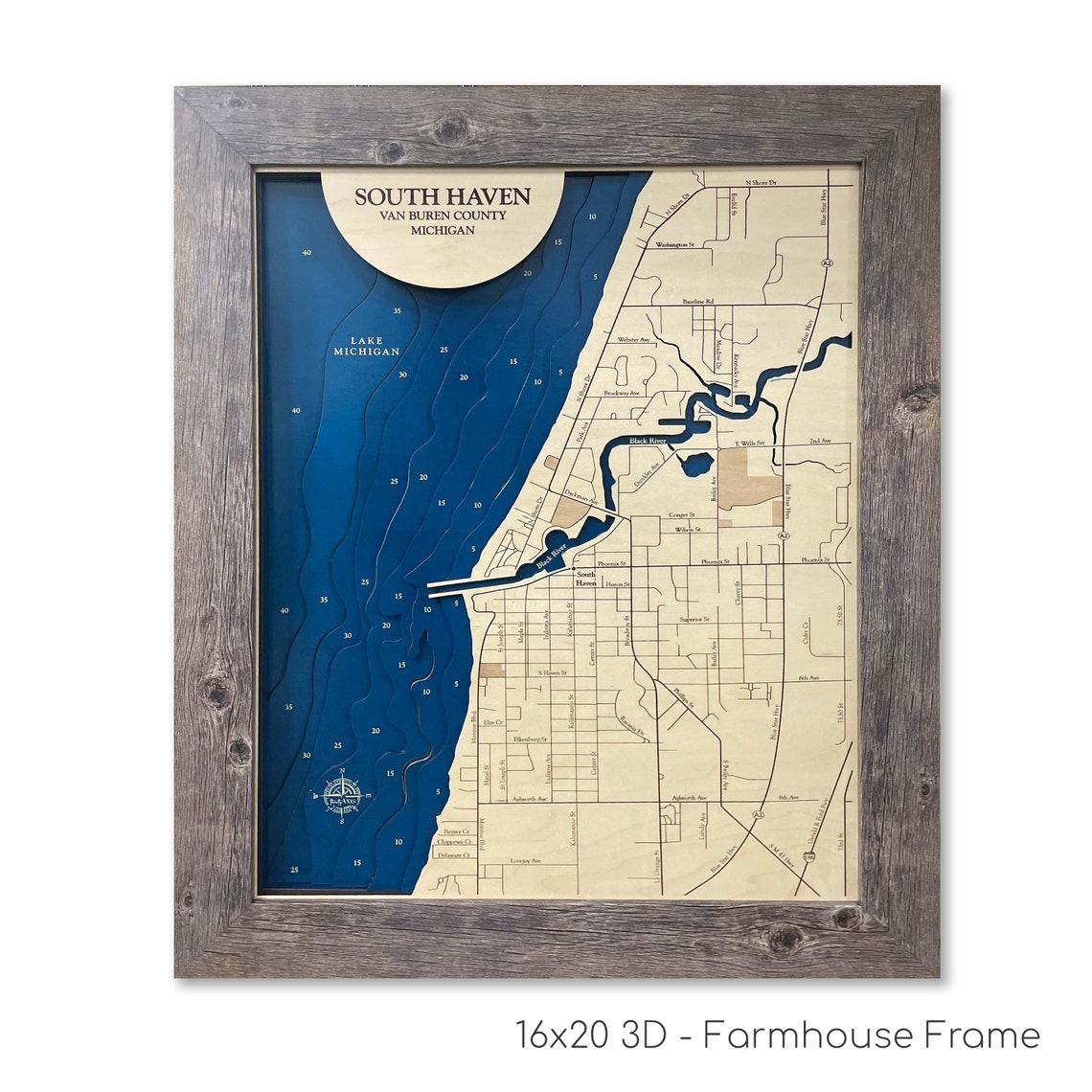 South Haven Map Lake Michigan Wood Map 3D Wood Map Lake - Etsy