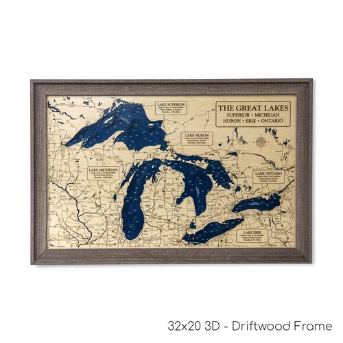 Lake Michigan Depth Map - Etsy
