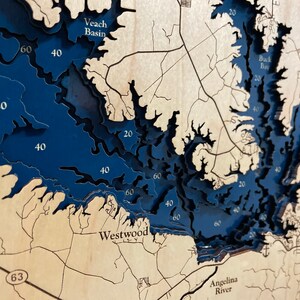 Sam Rayburn Reservoir Map, Sam Rayburn Map, Custom Lake Art, Contour ...