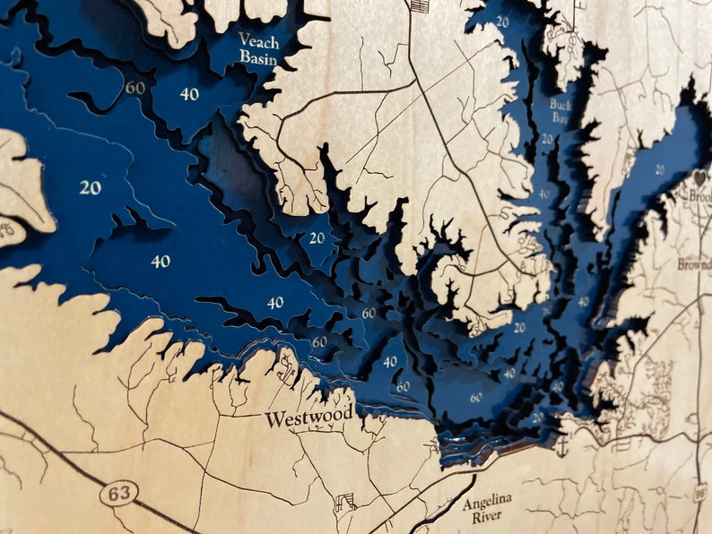 Sam Rayburn Reservoir Map Sam Rayburn Map Custom Lake Art | Etsy