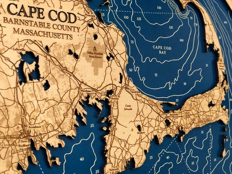 Cape Cod Map Cape Cod 3D Map Cape Cod Wood Map 3D Wood Map - Etsy
