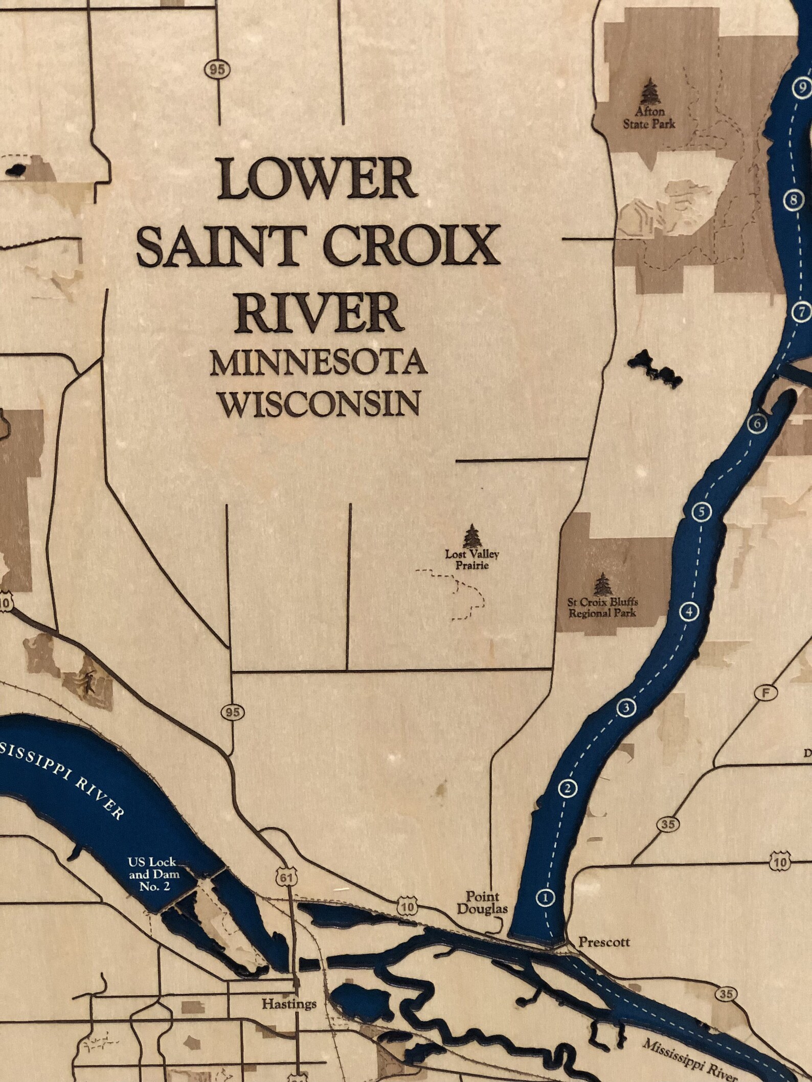 St. Croix River Map Custom Wood Map 3D Wall Art Contour Map | Etsy
