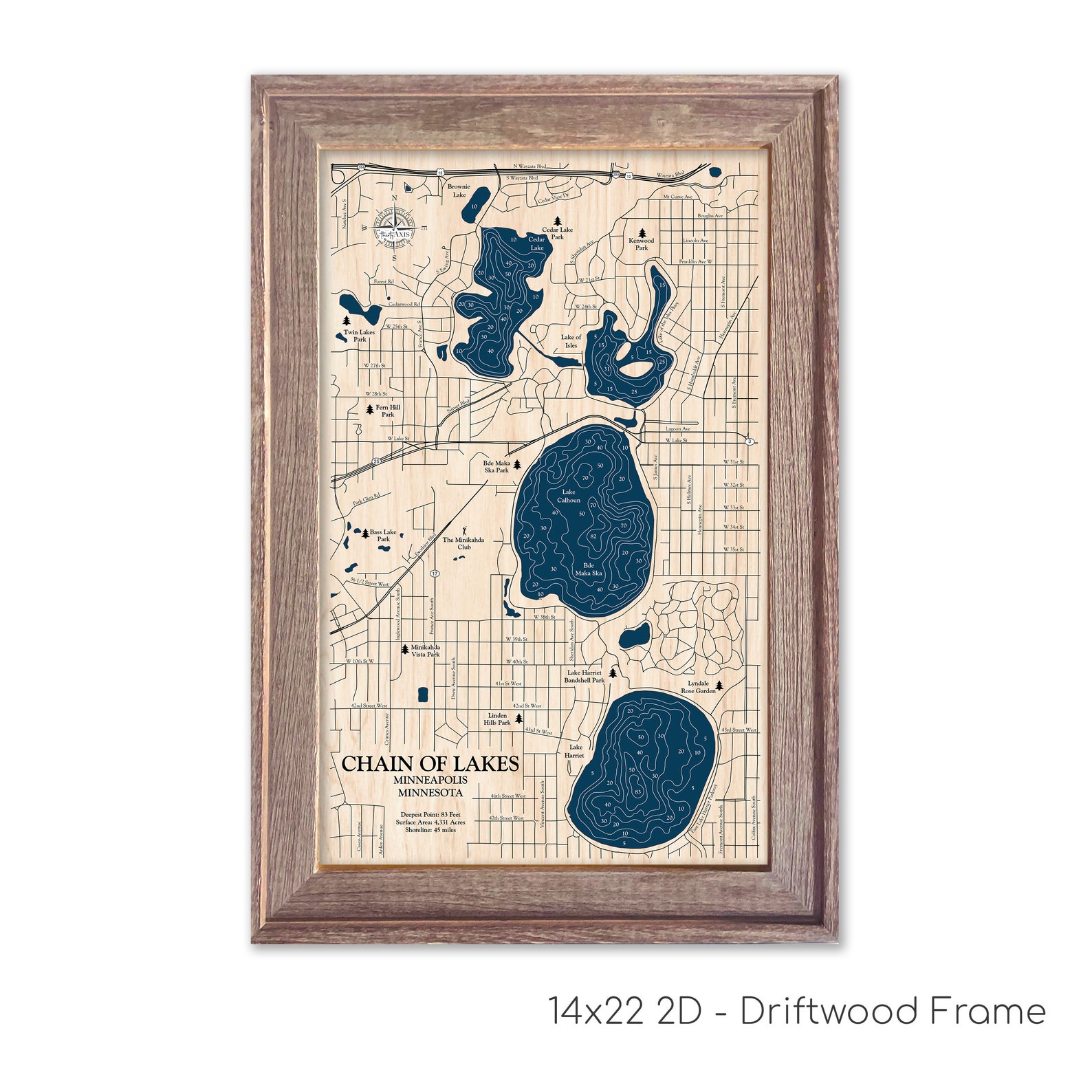 Chain of Lakes Map Minnesota Lake Map Custom Lake Map - Etsy