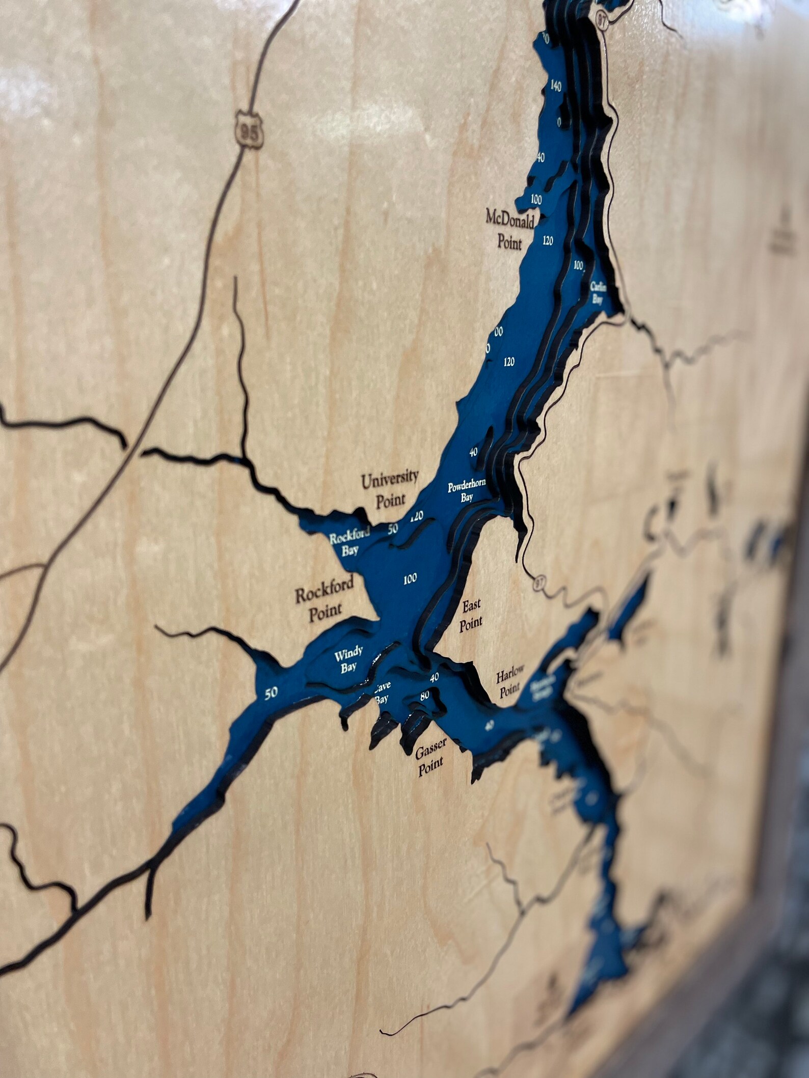 Lake Coeur D'alene Custom Wood Map Lake Art | Etsy