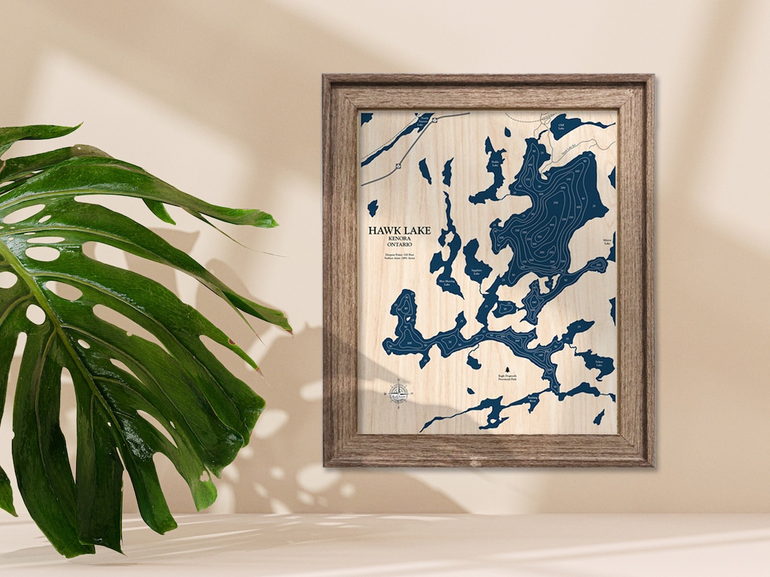 Hawk Lake Map, Custom Lake Map, Wood Lake Map, 3D Wall Art, Contour Map ...
