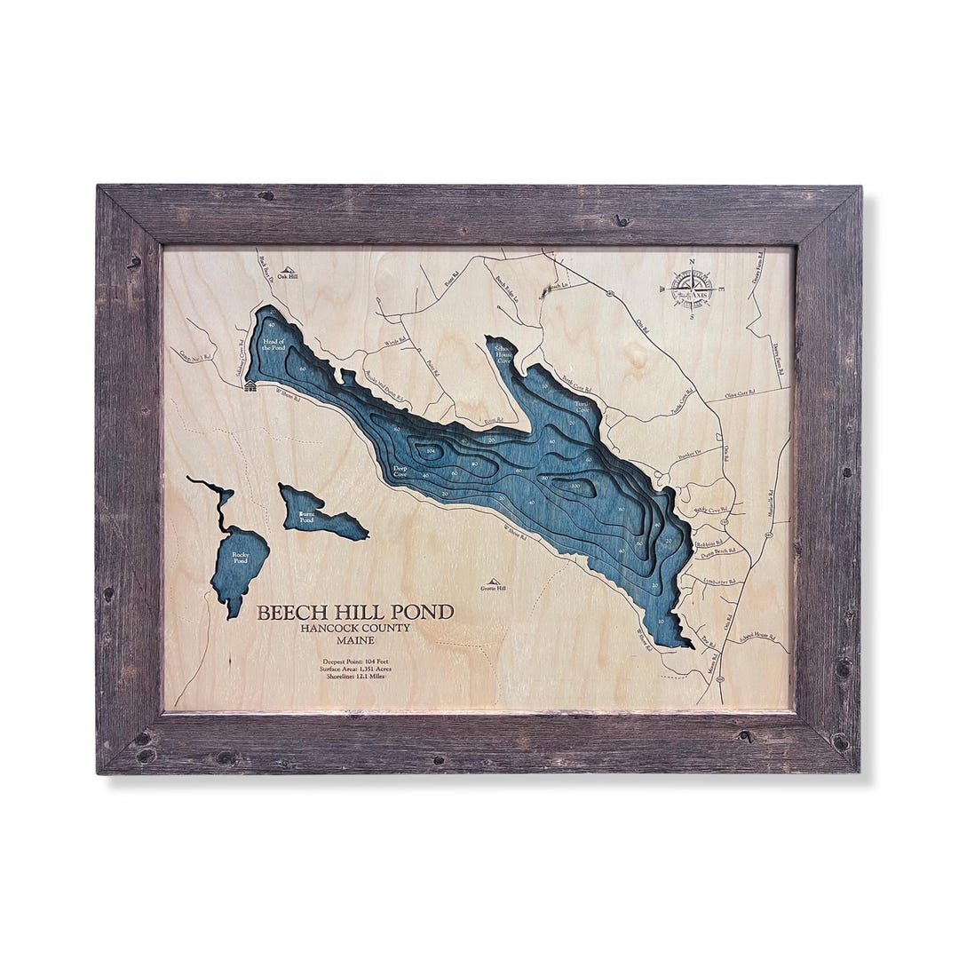 Beach Hill Pond Map, Wood Lake Map, Custom Wood Map, Lake Map, Lake ...