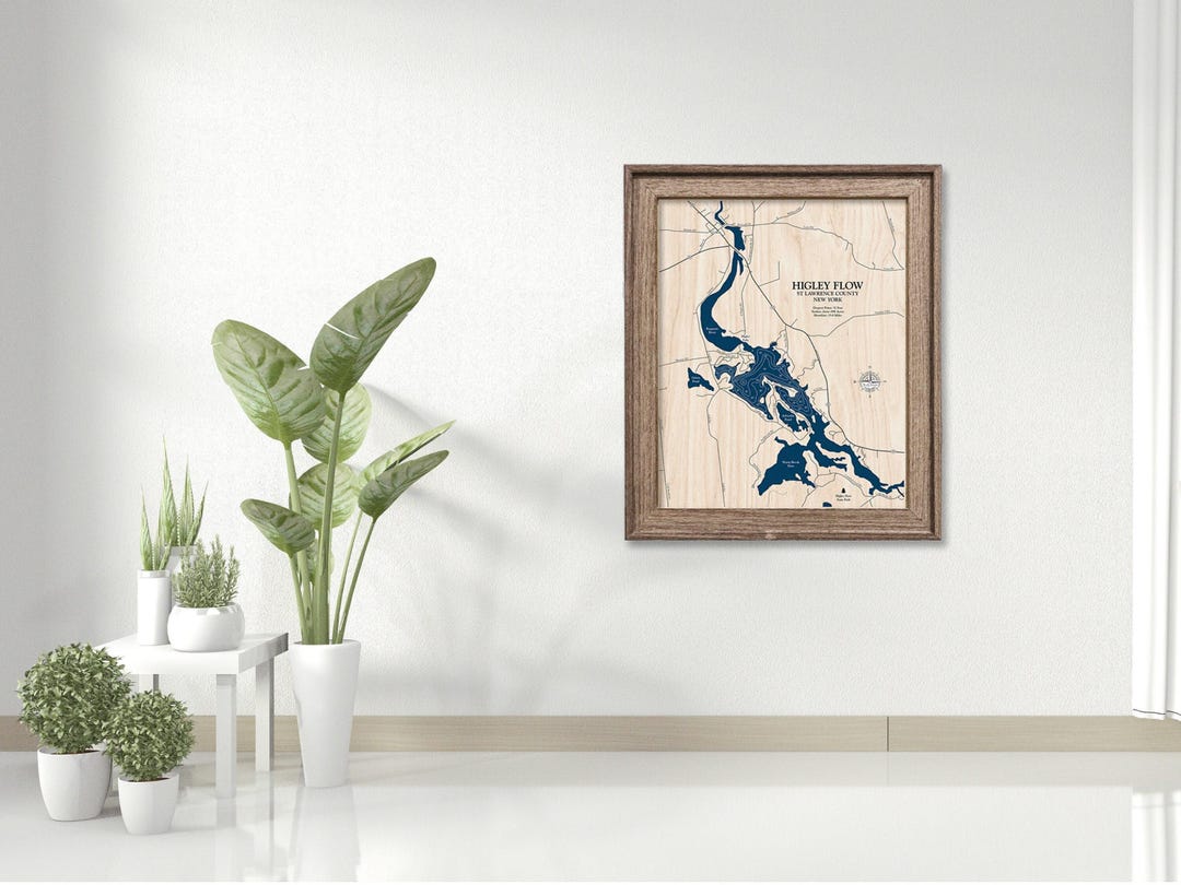 Higley Flow Map, Custom Lake Map, Wood Lake Map, 3D Wall Art, Contour ...