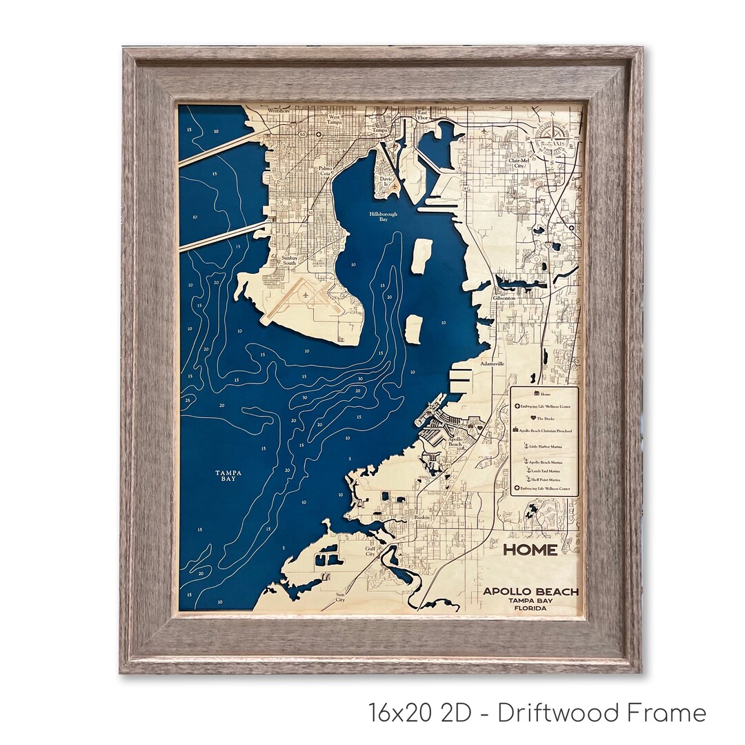 Apollo Beach Map, Tampa Bay Map, Custom Wood Map, Custom Wood Map ...