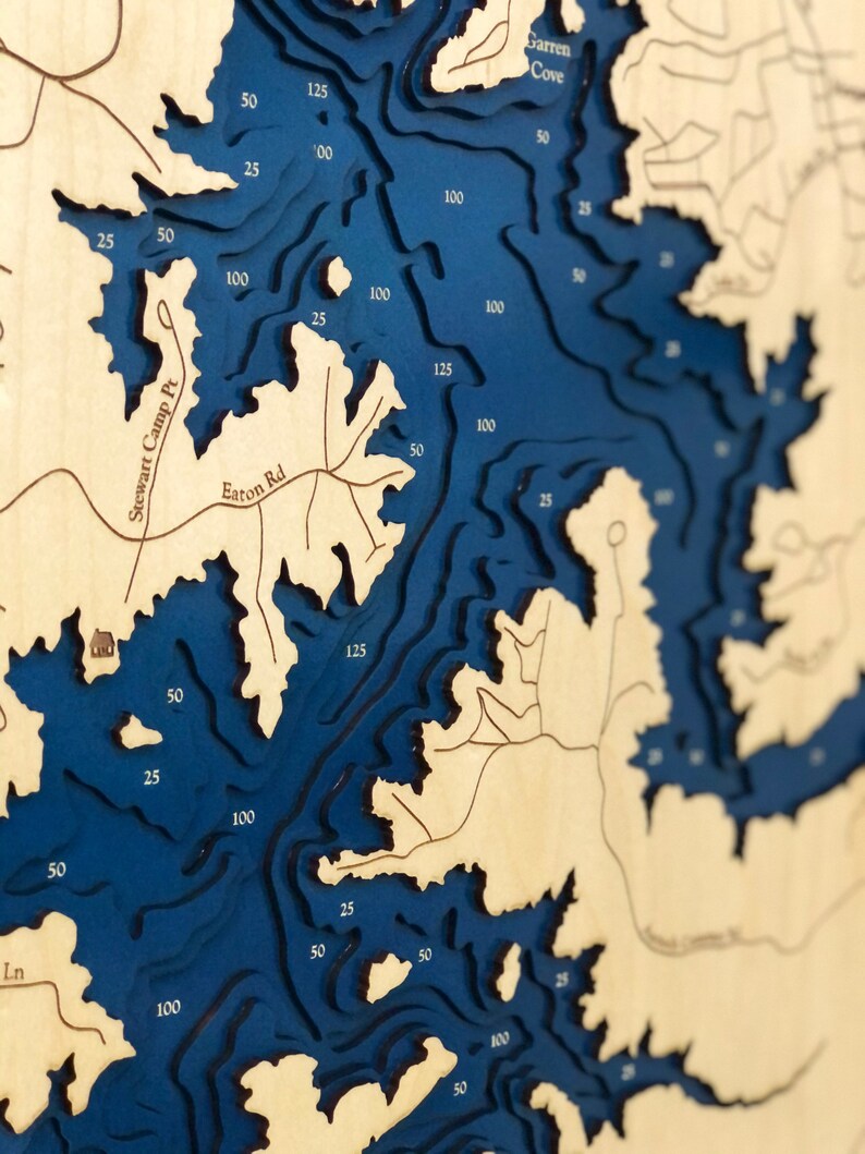 Blue Ridge Lake Custom Wood Map 3D Wall Art Contour Map | Etsy