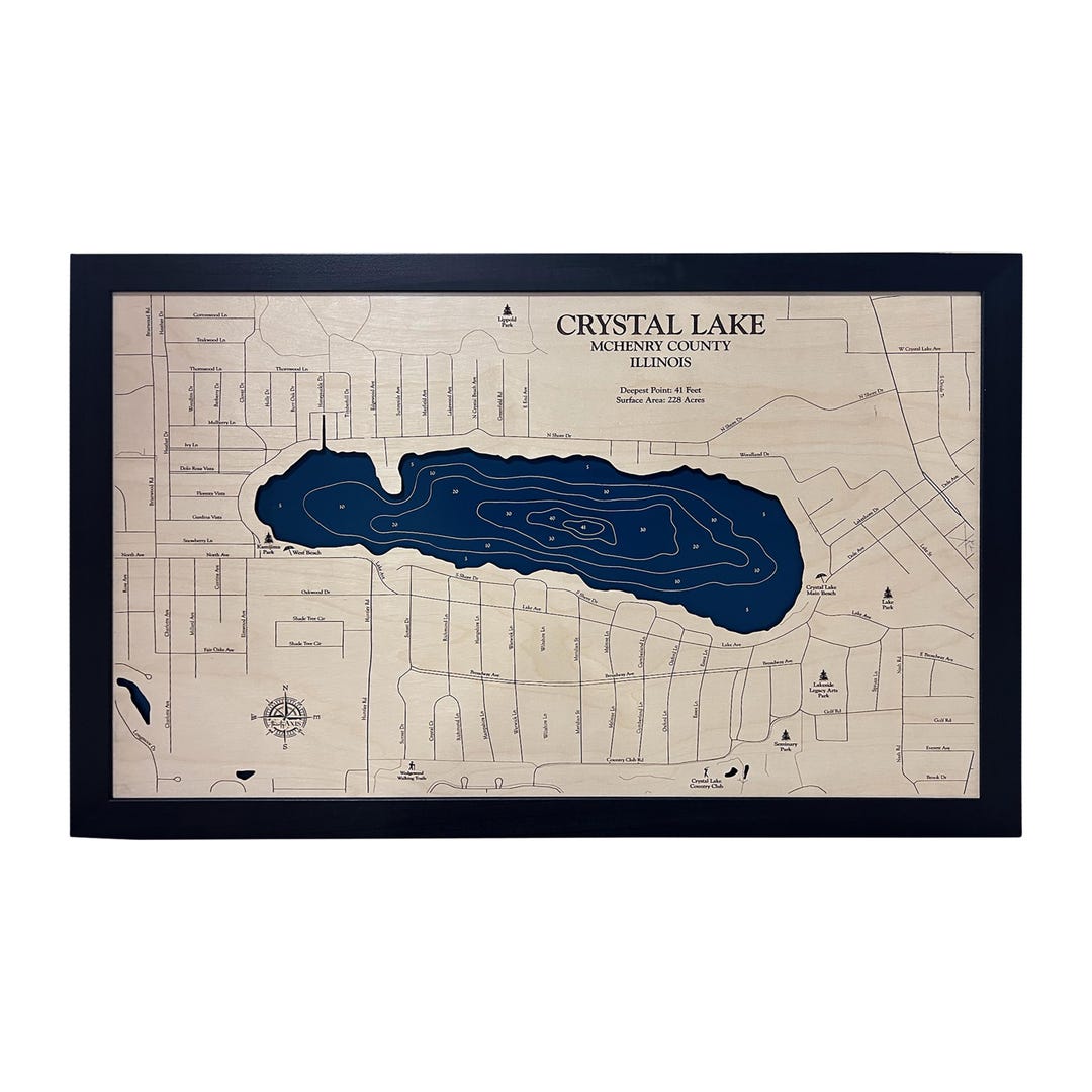 Crystal Lake Map, Wood Lake Map, Custom Wood Map, 3D Lake Map, 3D Wood ...