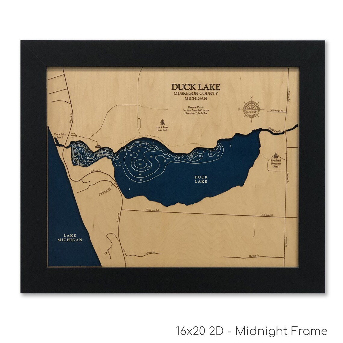Duck Lake Custom Wood Map Duck Lake Map Custom Lake Sign | Etsy