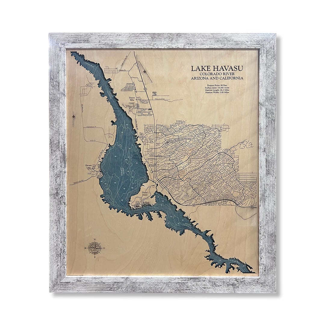 Lake Havasu Map, Custom Wood Map, 3D Wall Art, Contour Map, Lake House ...
