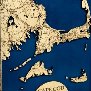 Cape Cod Map, Cape Cod 3D Map, Cape Cod Wood Map, 3D Wood Map, Nautical ...