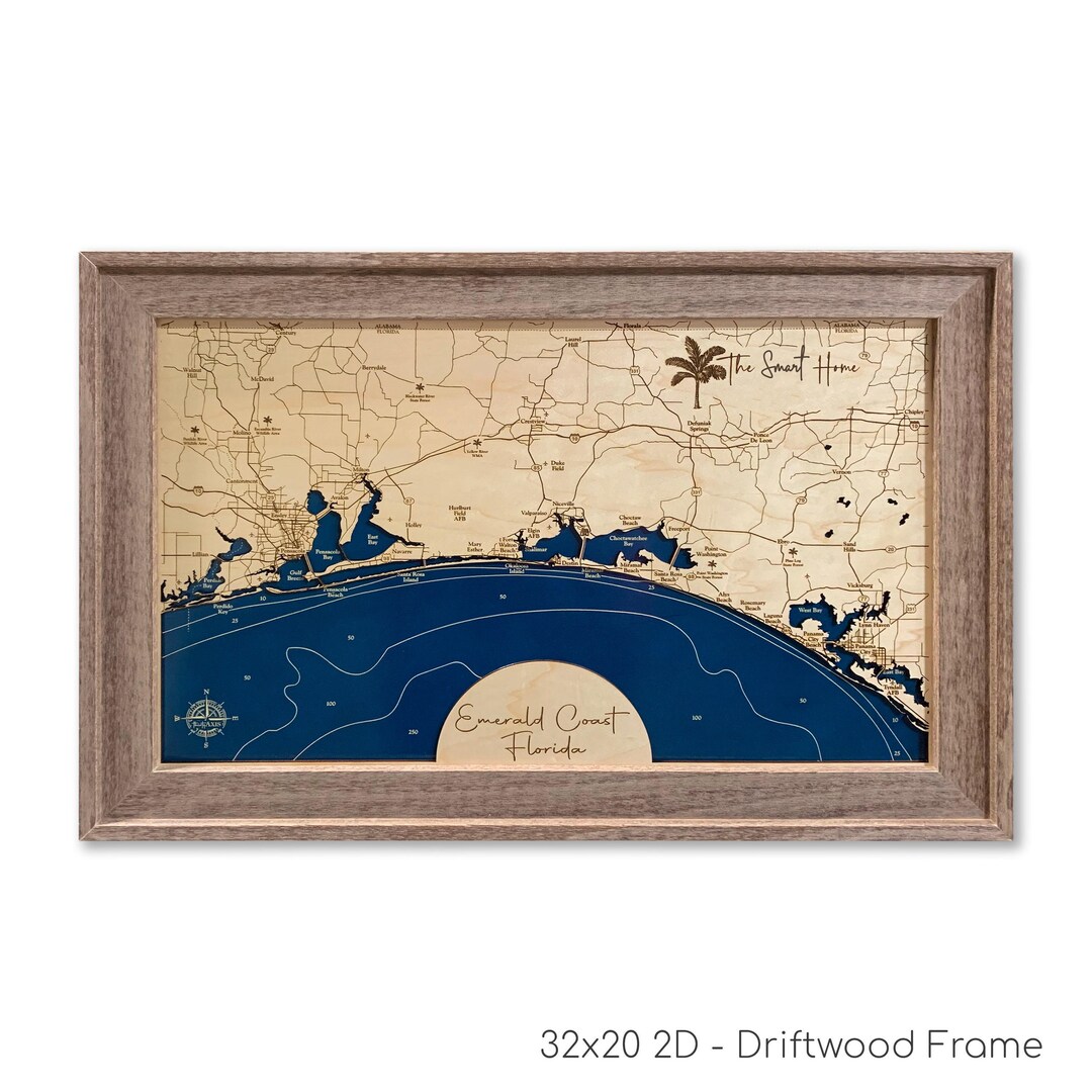Emerald Coast Map, 30A Map, Custom Wood Map, Wood Sign, Beach Sign ...