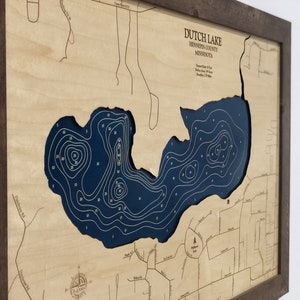 Dutch Lake, Dutch Lake Map, Custom Wood Map, 3D Lake Map, Contour Map ...