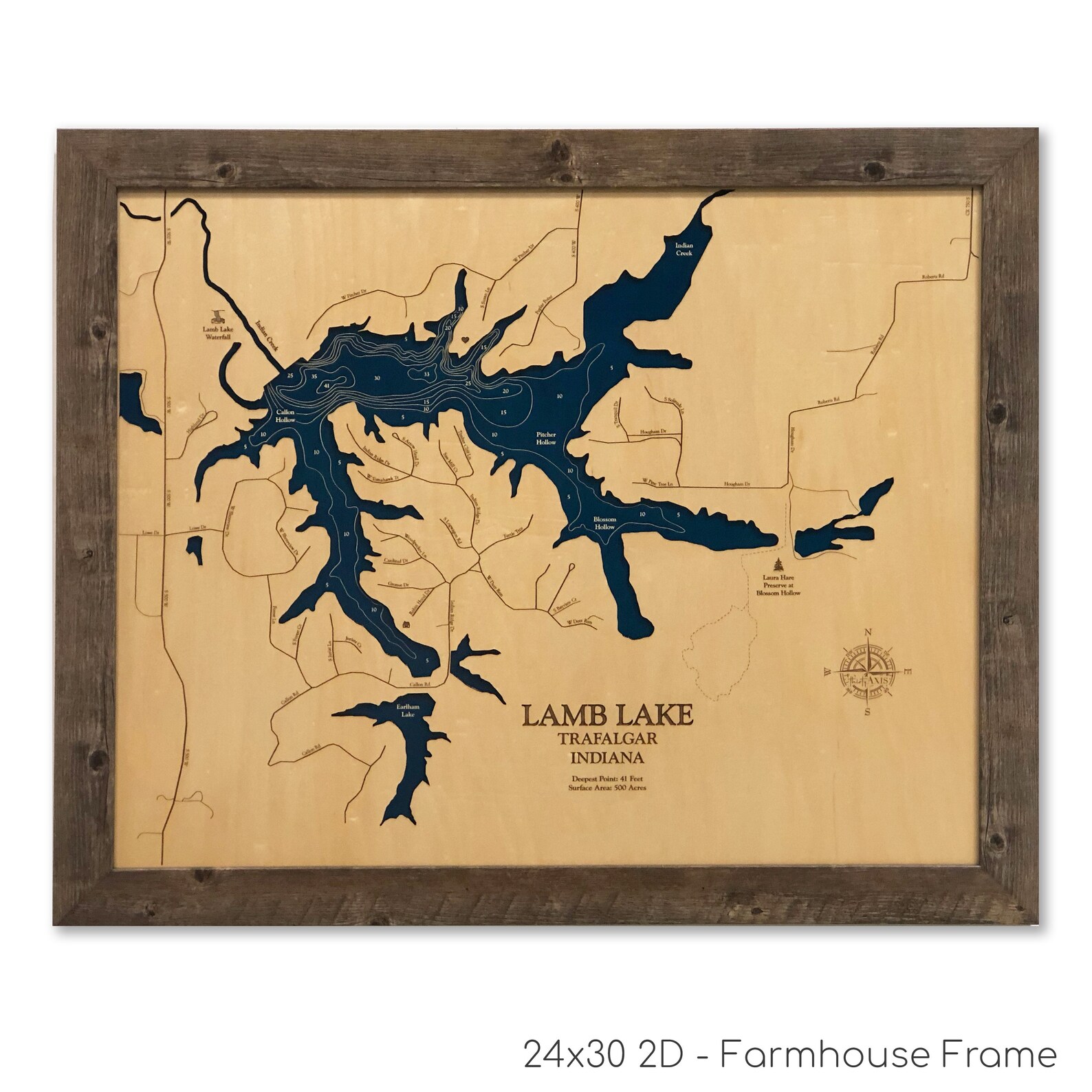 Lamb Lake Map Custom Wood Map Custom Lake Art 3D Wall Art | Etsy