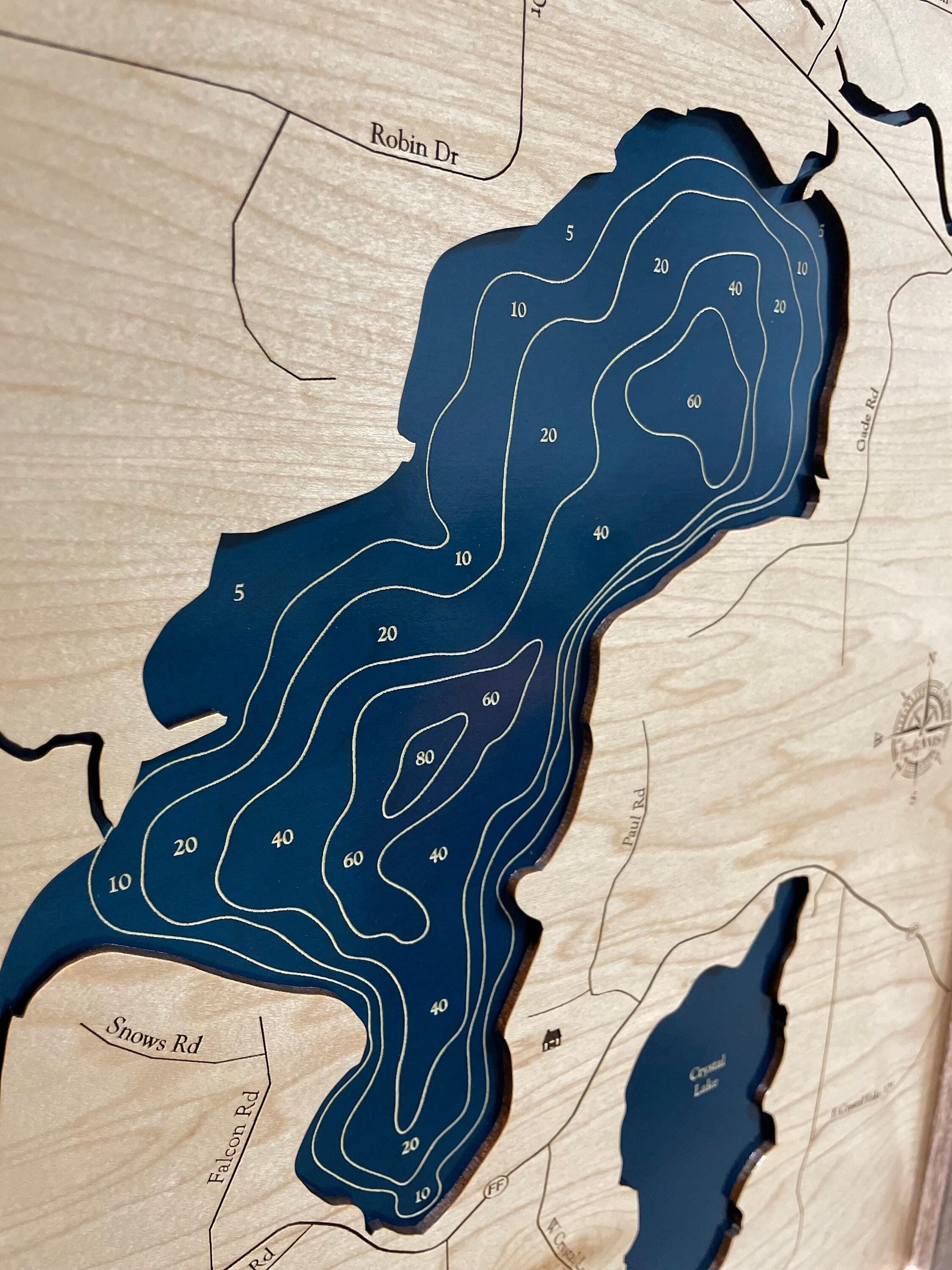 Pike Lake Map, Lake Map, Custom Wood Map, Custom Lake Art, 3D Wall Art ...