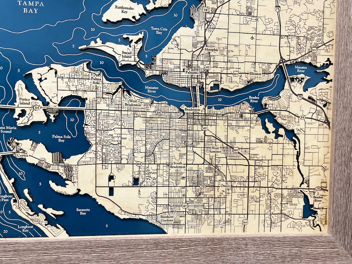 South Tampa Bay Map Tampa Bay Map Saint Petersburg Map | Etsy