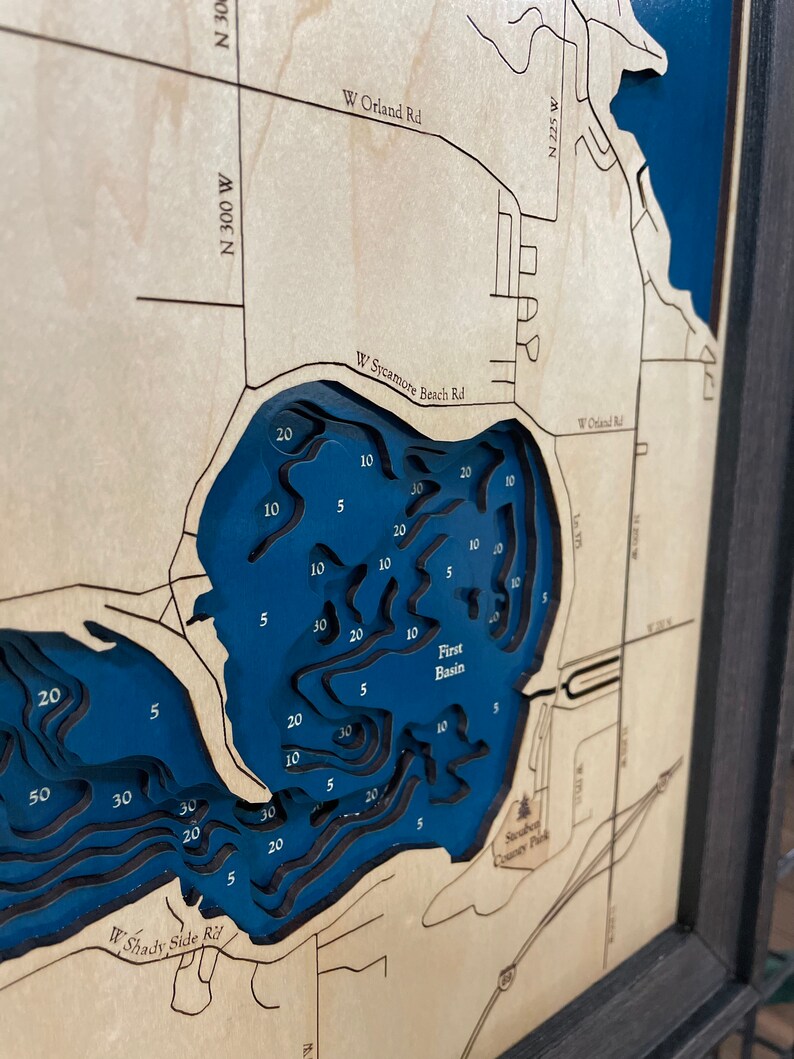 Crooked Lake Map Custom Lake Map Lake House 3D Lake Map | Etsy