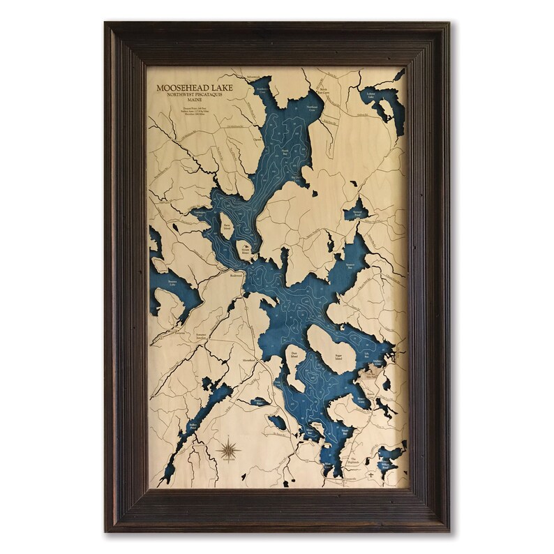 Moosehead Lake Custom Wood Map Art 3D Wall Art Contour - Etsy