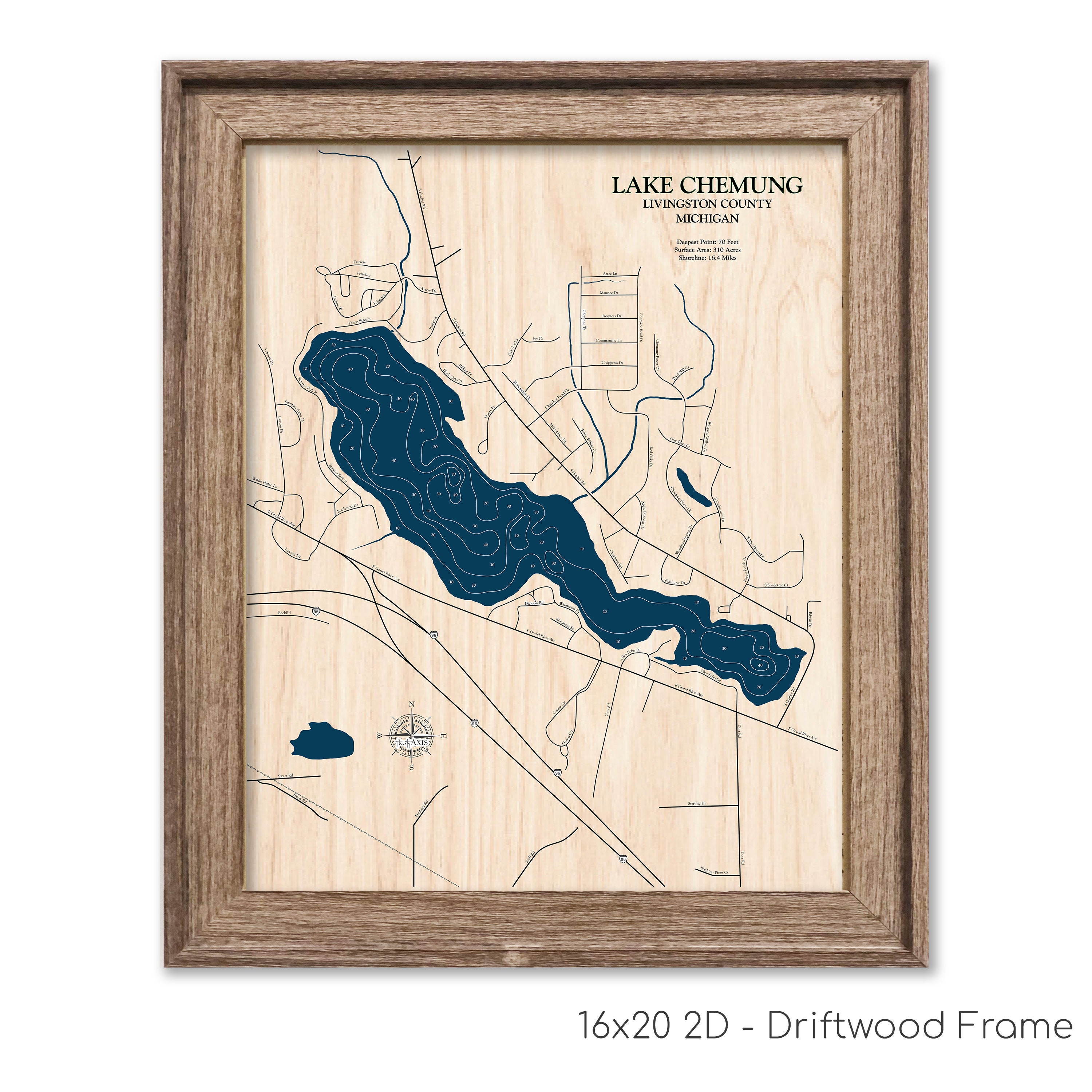Lake Chemung Map Custom Wood Map Custom Lake Art 3D Wall - Etsy Australia
