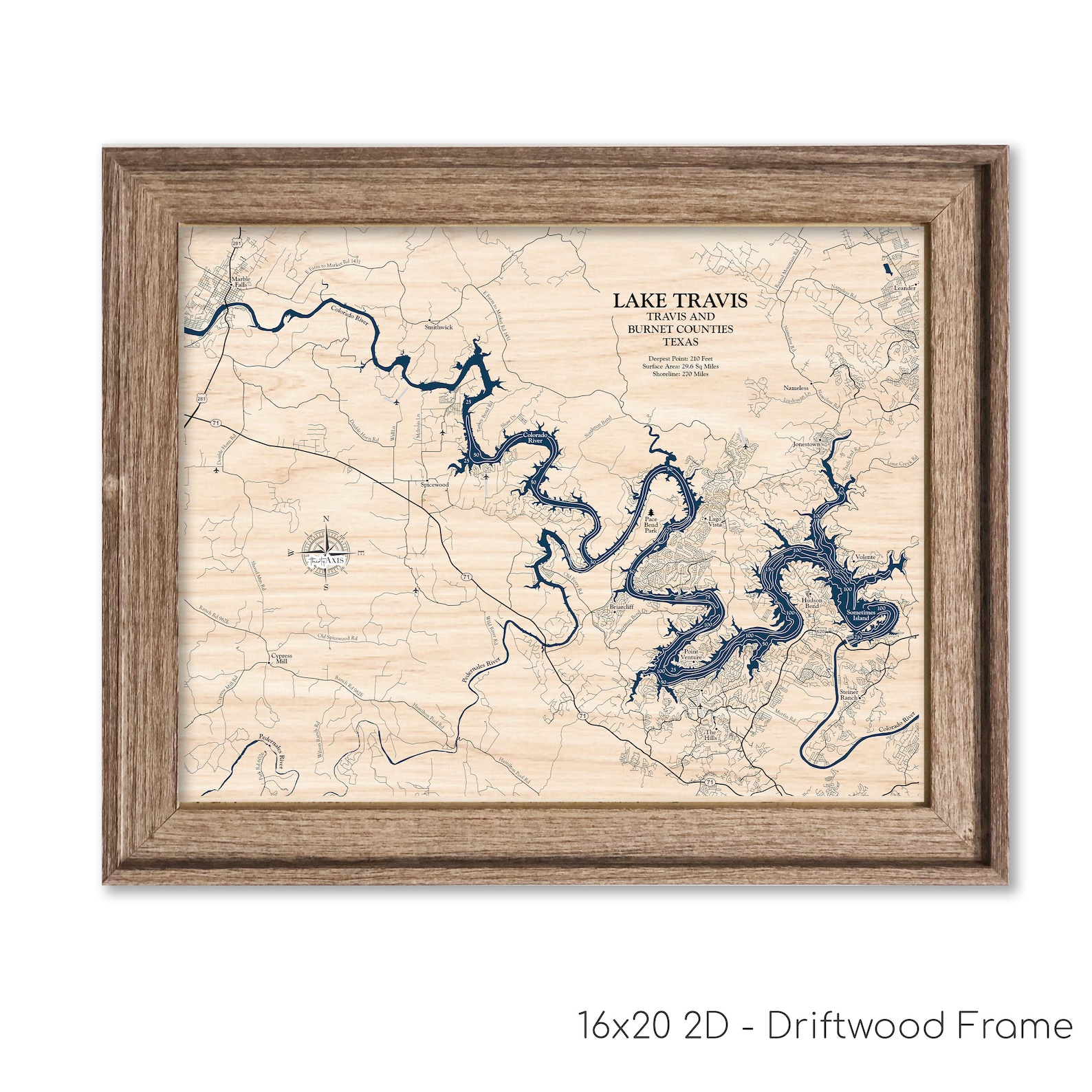 Lake Travis Map 3D Lake Map Wood Lake Map Custom Lake Map - Etsy