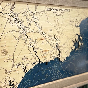 Kennebunkport Map, Custom Wood Map, Maine Map, Kennebunk Map, Gulf of ...