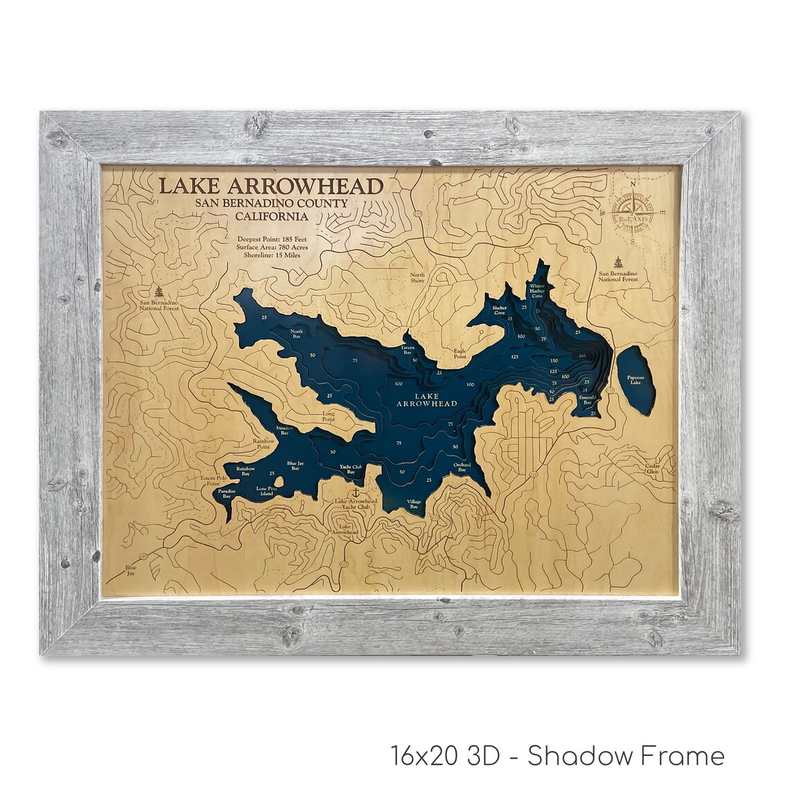 Lake Arrowhead Map Custom Wood Map Custom Lake Art 3D Wall - Etsy