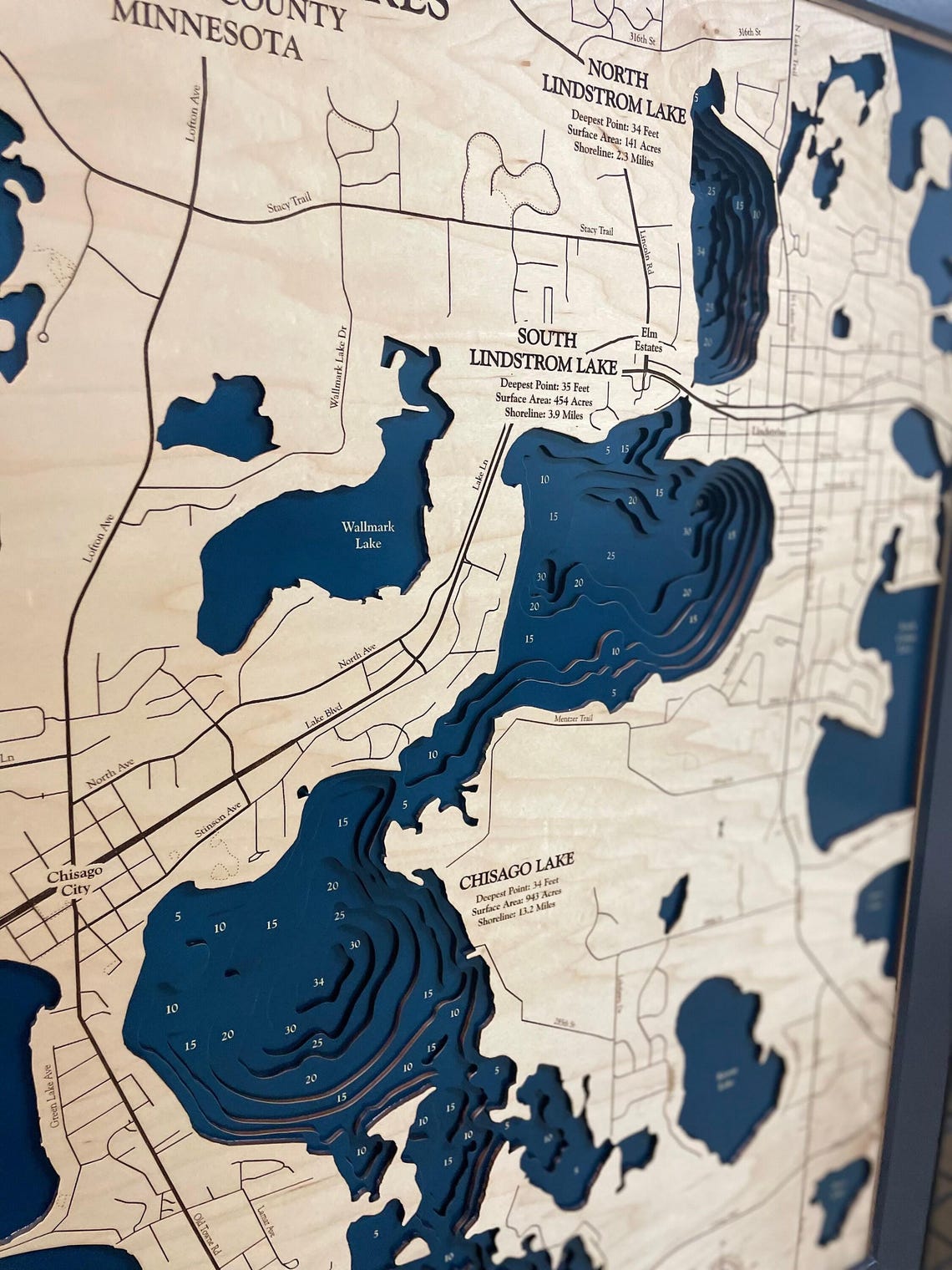 Chisago Lake, Lindstrom Lakes Map, Chisago Lake Map, Custom Lake Sign ...