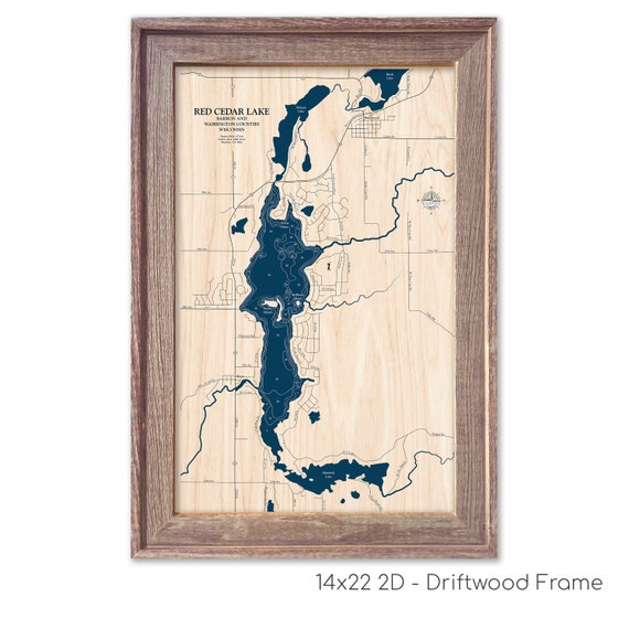 Red Cedar Lake Map Lake Map Custom Lake Map Wood Lake Map - Etsy